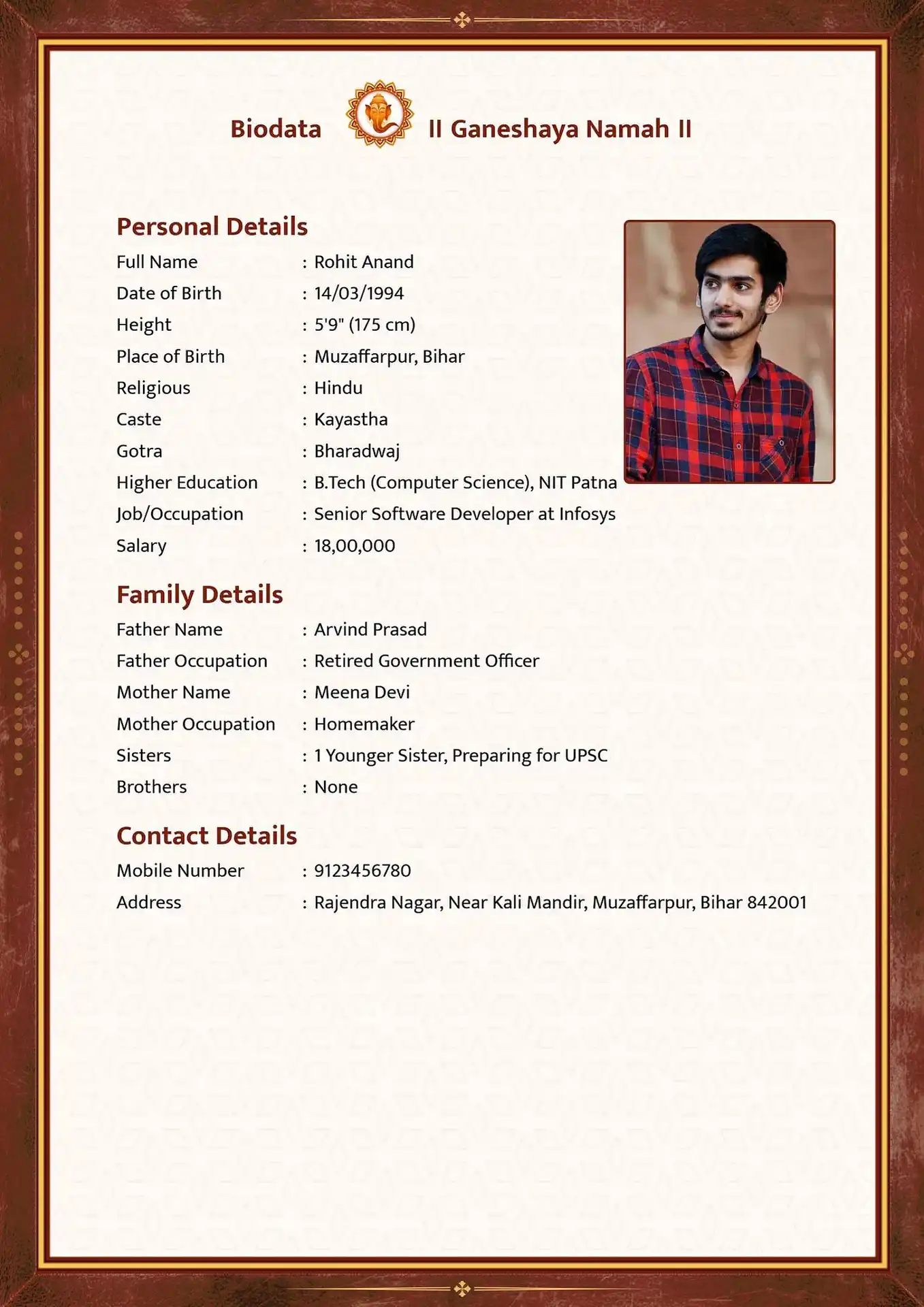Free Marriage Biodata Templates | TrueBiodata.com