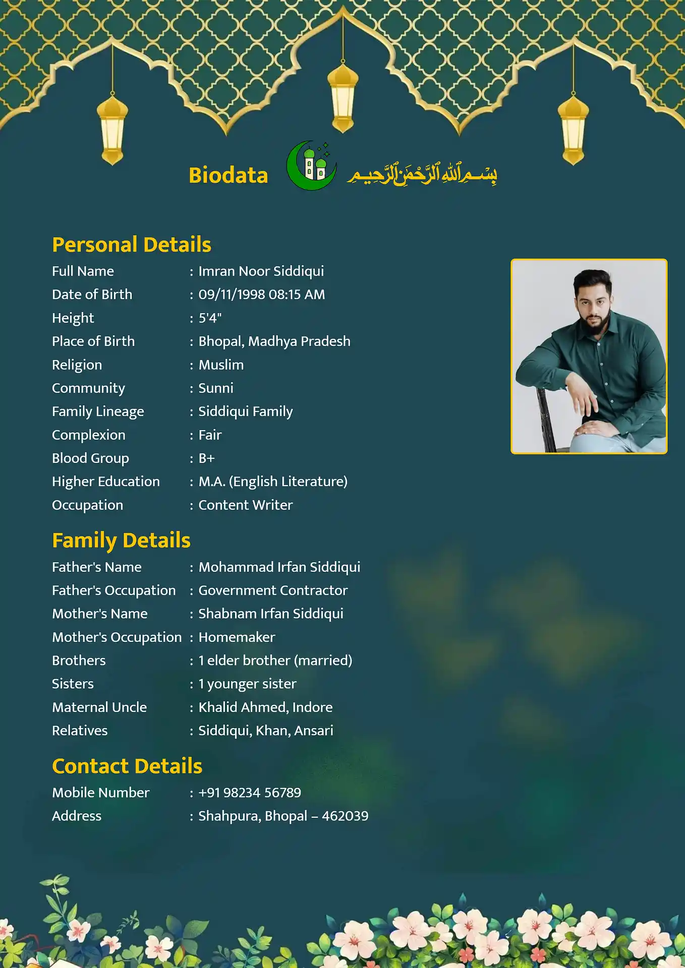 Free Marriage Biodata Templates | TrueBiodata.com
